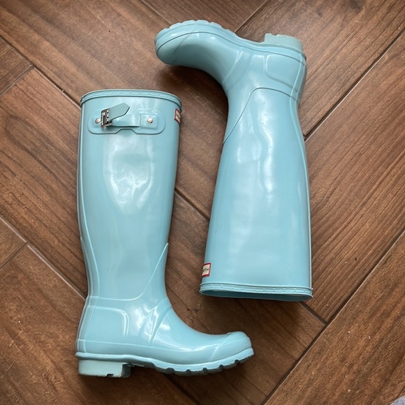 Hunter | Shoes | Hunter Brand Pale Mint Tall Gloss Rain Boots Size 5 Us ...